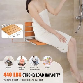 skládací dubové sedátko do sprchy 40,9 × 34 cm nástěnná sprchová lavice 199,6 kg