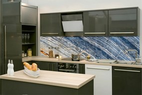 DIMEX | Fototapeta do kuchyně Žíhaný mramor KI-260-154 | 260 x 60 cm | modrá, bílá, šedá