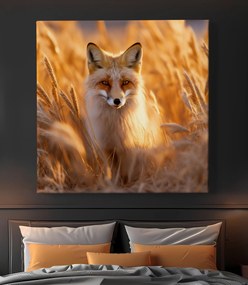 Obraz na plátně - Liška odpočívá v bílých travinách FeelHappy.cz Velikost obrazu: 100 x 100 cm