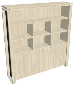 Vysoká skříň Verno+ S 200 x 46 x 210 cm, s regálem, akát / černá