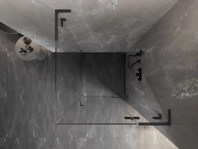 Mexen Lunar, L výklopný sprchový kout pravý 70 x 70 cm, 8mm čiré sklo, grafitový profil, 834L-070-070-95-00-P
