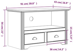 TV stolek se 2 zásuvkami BODO bílý 91,5x44,5x56 cm borovice