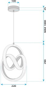 Toolight Toolight, LED závěsné svítidlo 24W, 4000K, G068-CP, zlatá, OSW-08665