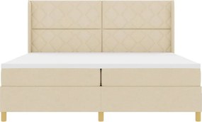 Postel s boxspringem s čelo Krémová 200 x 200 cm textil 3341922