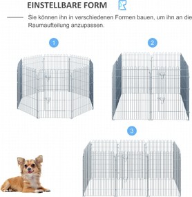 PawHut volný výběh pro štěňata 8dílný výběh a ohrádka pro štěňata, 63x76 cm, bezpečný a stabilní| Aosom