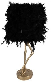 Zlatá stolní lampa Pštros s černým stínidlem - 30*30*69 cm