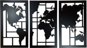 Dřevěná dekorace Mapa černá