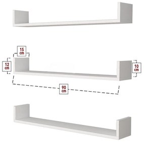 Závěsné police 90 JODI (3ks) barva bílá