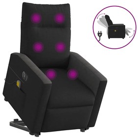 Elektrické zvedací masážní polohovací křeslo černé textil 3324075