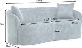 Designová 2-místná pohovka Vardinon 178 cm petrolejový samet