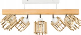 Dřevěná stropní lampa Lustr Stropní Svítidlo Loft Bílá na 5x Klosz E27