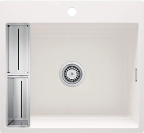 Deante Magnetic, 1-komorový granitový dřez 560x520x220mm, bílá matná, DEA-ZRM_A10A