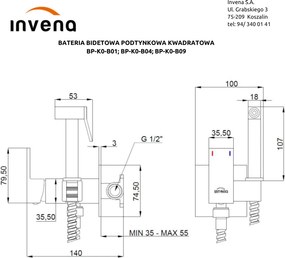 Invena Invena, podomítková bidetová baterie, zlatá lesklá, INV-BP-K0-B09-L