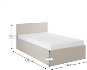 Postel SOFIA 80 x 200 cm, kašmírově béžová Rošt: S laťkovým roštem, Matrace: Matrace Coco Maxi 20 cm