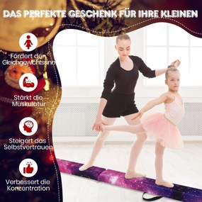 Costway 270 cm kladina dětská kladina skládací gymnastická kladina s – fialová