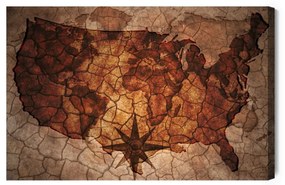 Obraz Vintage Mapa Spojených Států Nedostatek Nedostatek Přírodní plátno 100x70