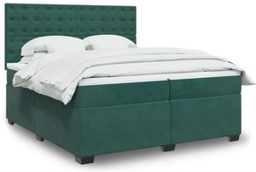 Box spring postel s matrací tmavě zelená 200x200 cm samet 3291017