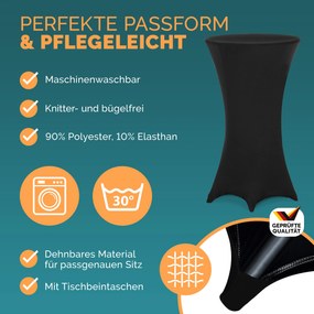 Barový stolek bílý s potah černý Ø72cm skládací 110cm výška