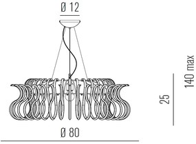 Metal Lux 234.180 Wave, závěsné křišťálové svítidlo, 12x40W G9, prům. 80cm