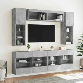 6dílná obývací stěna s LED osvětlením betonově šedá 3216800