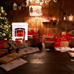 HOMCOM Elektrický krb Kamna s efektem plamene 950/1850W Ochrana proti přehřátí Bílá 41,5x28x54,8cm pro příjemné večery