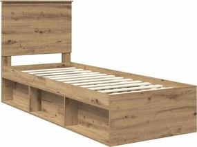 Rám postele Umělecký dub 75 x 190 cm Masivní borové dřevo 3411081
