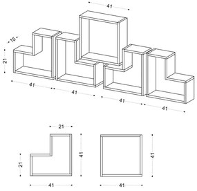 SADA 5x Nástěnná police ELITRA bílá