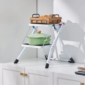 Schůdky, 2stupňová, nosnost 150 kg, Ergonomická skládací ocelová schůdková stolička