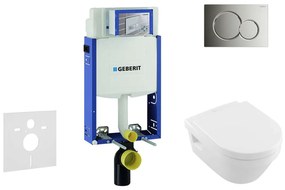 Geberit Kombifix - Modul pro závěsné WC s tlačítkem Sigma01, lesklý chrom + Villeroy Boch - WC a sedátko, DirectFlush, SoftClose, CeramicPlus 110.302.00.5 NB2