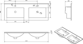 Sapho, SLIM keramické dvojumyvadlo 120x46cm, nábytkové, 1601-120