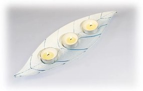 BDK-GLASS Skleněný svícínek LÍSTEK - bílý Rozměr: 30x10cm