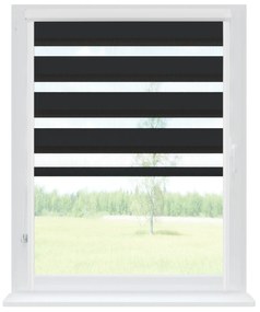 Dekodum Roleta den a noc v bílé kazetě soft, barva látky Černá Šířka (cm): 38, Výška (cm): Standardní (do 150 cm), Strana mechanismu: Levá