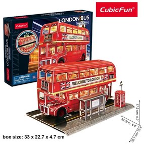 CubicFun - Puzzle 3D s LED Noční edice: Londýnský autobus 161 dílků