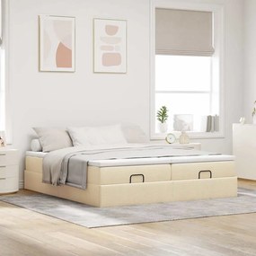 Osmanský rám postele s matrací krémová 180x200cm textil 3311246