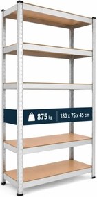 AREBOS Dílenský regál 180 x 75 x 45 cm 875 kg - stříbro
