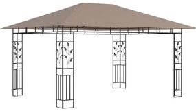 vidaXL Marketos Altán s moskytiérou a světelnými LED řetězy 4x3x2,73 m taupe