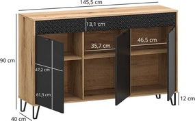Komoda 3d (G) dub evok / černý Bellano