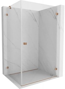 Mexen Lunar-B, pravostranný výklopný sprchový kout 100 x 70 cm, 8mm čiré sklo, profil měděná matná, 832-100-070-65-00-P