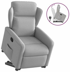 Zvedací polohovací křeslo obláčkově šedé textil 3303143