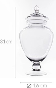 Nádoba na cukroví, skleněná nádoba s víkem, 30 cm