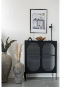 House Nordic Vitrína, černá, 2 dvířka z vlnitého skla\n90x35x110 cm