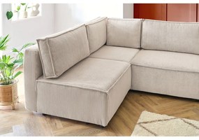 Krémová manšestrová rohová pohovka do "U", levý roh Nihad modular – Bobochic Paris