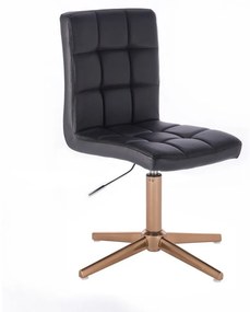 LuxuryForm DESIGN Otočná židle TOLEDO na zlatém kříži - černá
