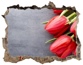 Wallmuralia Samolepící díra na stěnu Červené tulipány 95x64 cm