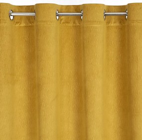 Záclona 140x250 Lili honey ready na velurové smyčce s působivým vlnitým reliéfem Eurofirany