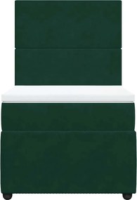 Box spring postel s matrací tmavě zelená 90x190 cm samet 3292211