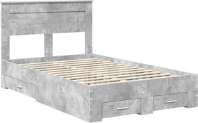 Rám postele s čelo Betonově šedá 135 x 190 cm Kompozitní dřevo 3409998