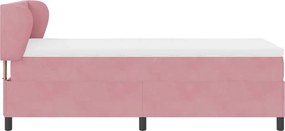 Postel s boxspringem s čelo Růžová 90 x 200 cm samet 3340429
