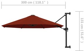 vidaXL Marketos Nástěnný slunečník s kovovou tyčí 300 cm cihlový
