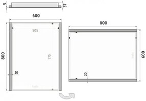 NIMCO ZP 11002 - LED Koupelnové podsvícené zrcadlo 6500K 80x60 cm IP44